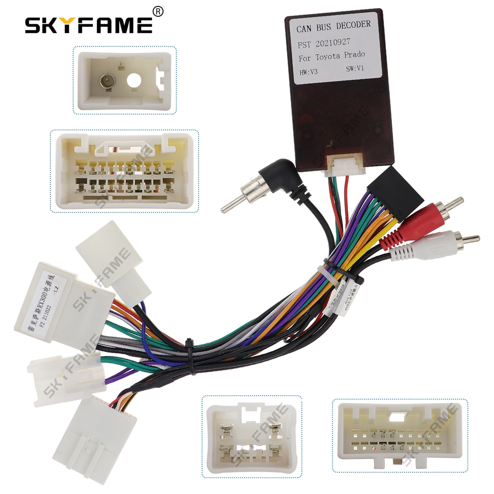 SKYFAME Car 16Pin Wiring Harness Android Power Cable Canbus Box Decoder ...