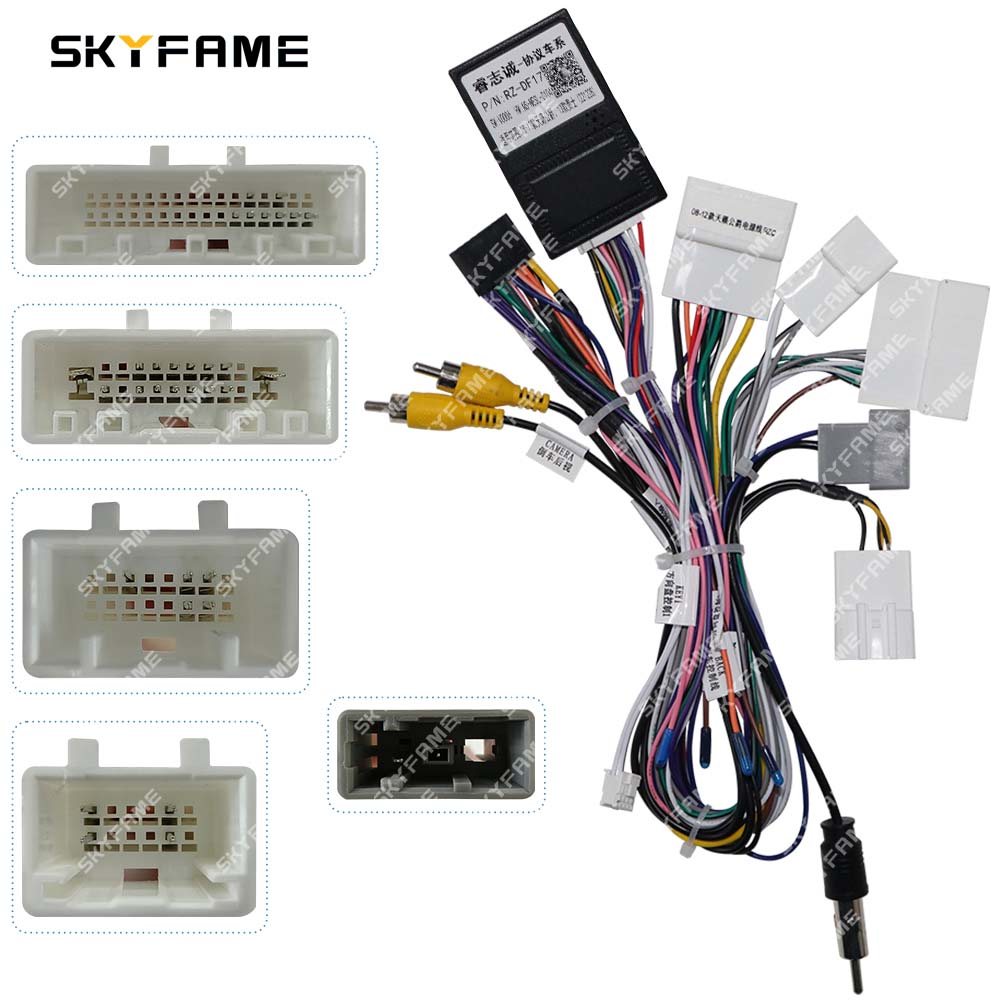 SKYFAME Car 16pin Wiring Harness Adapter Canbus Box Decoder Android ...